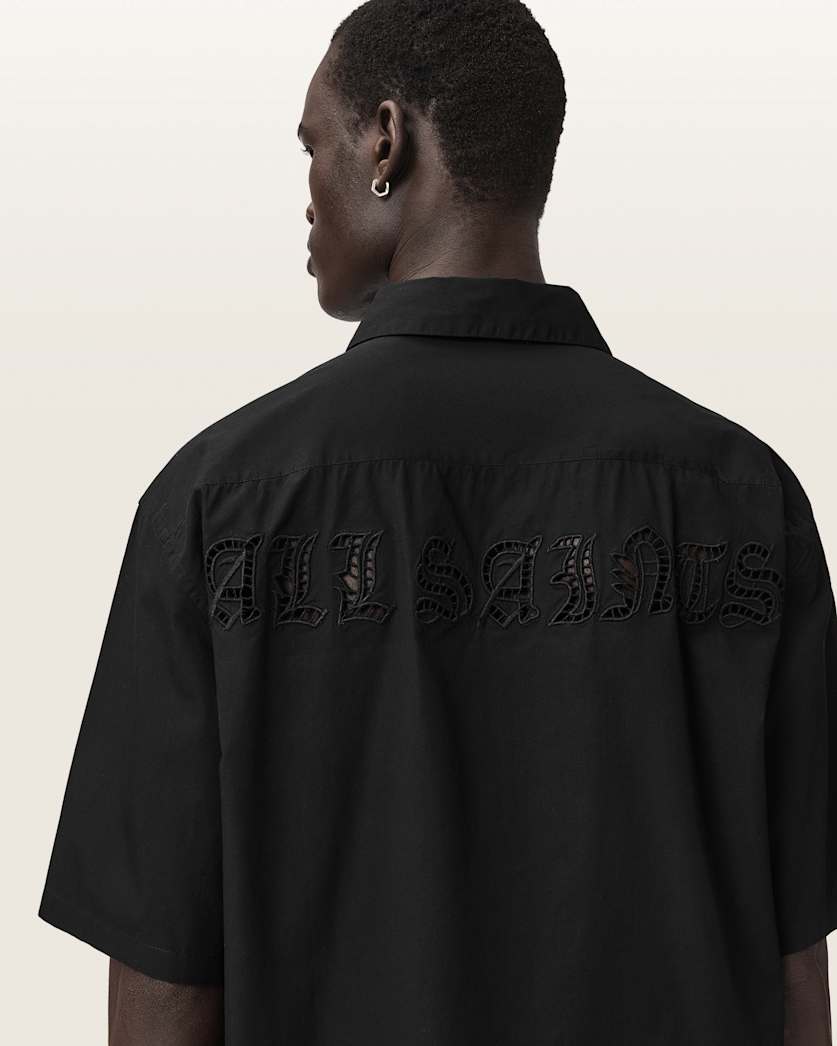 Field Oversized Short Sleeve Cotton Shirt Jet Black | ALLSAINTS